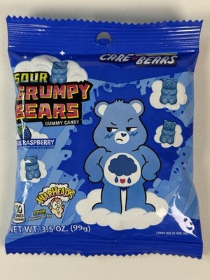 🍭 Sour Warheads Grumpy Bears Gummy Candy - 3.5oz Blue Raspberry Candies ...