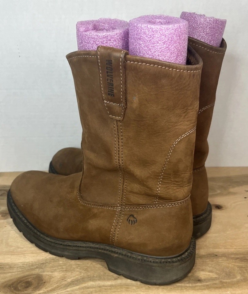 Wolverine Work Wellington Brown Leather Boots W04727 Western Soft Toe ...