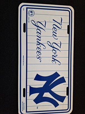 NEW YORK YANKEES LICENSE PLATE BLUE PIN STRIPES WHITE BACKGROUND 1997 ...