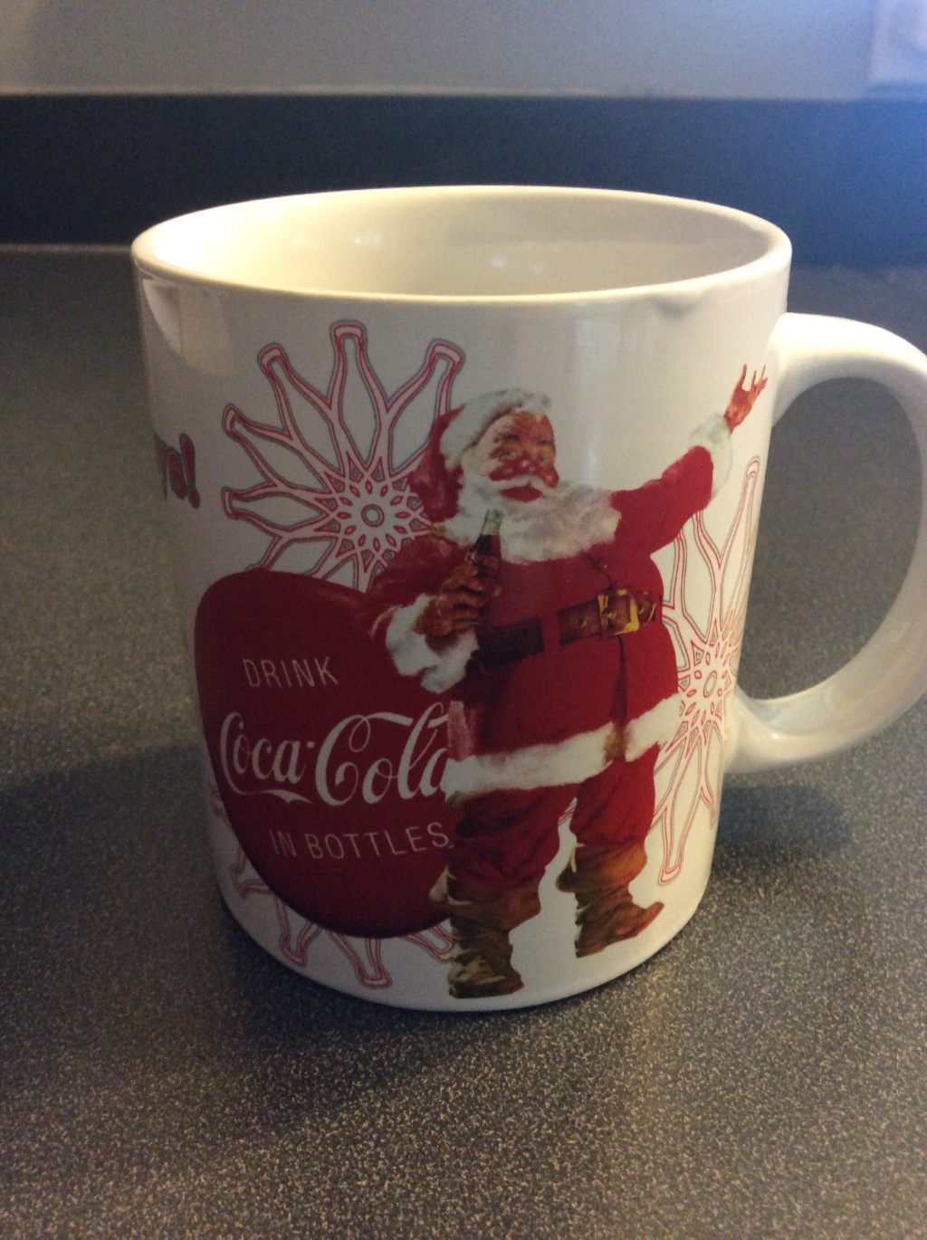 Coca Cola Santa Mug Cup Drink Coke in Bottles Snowflakes Christmas | eBay