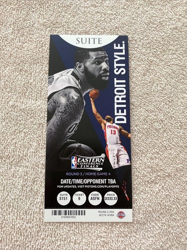 2016 Detroit Pistons Marcus Morris Playoff Full Ticket Suite Hard To ...