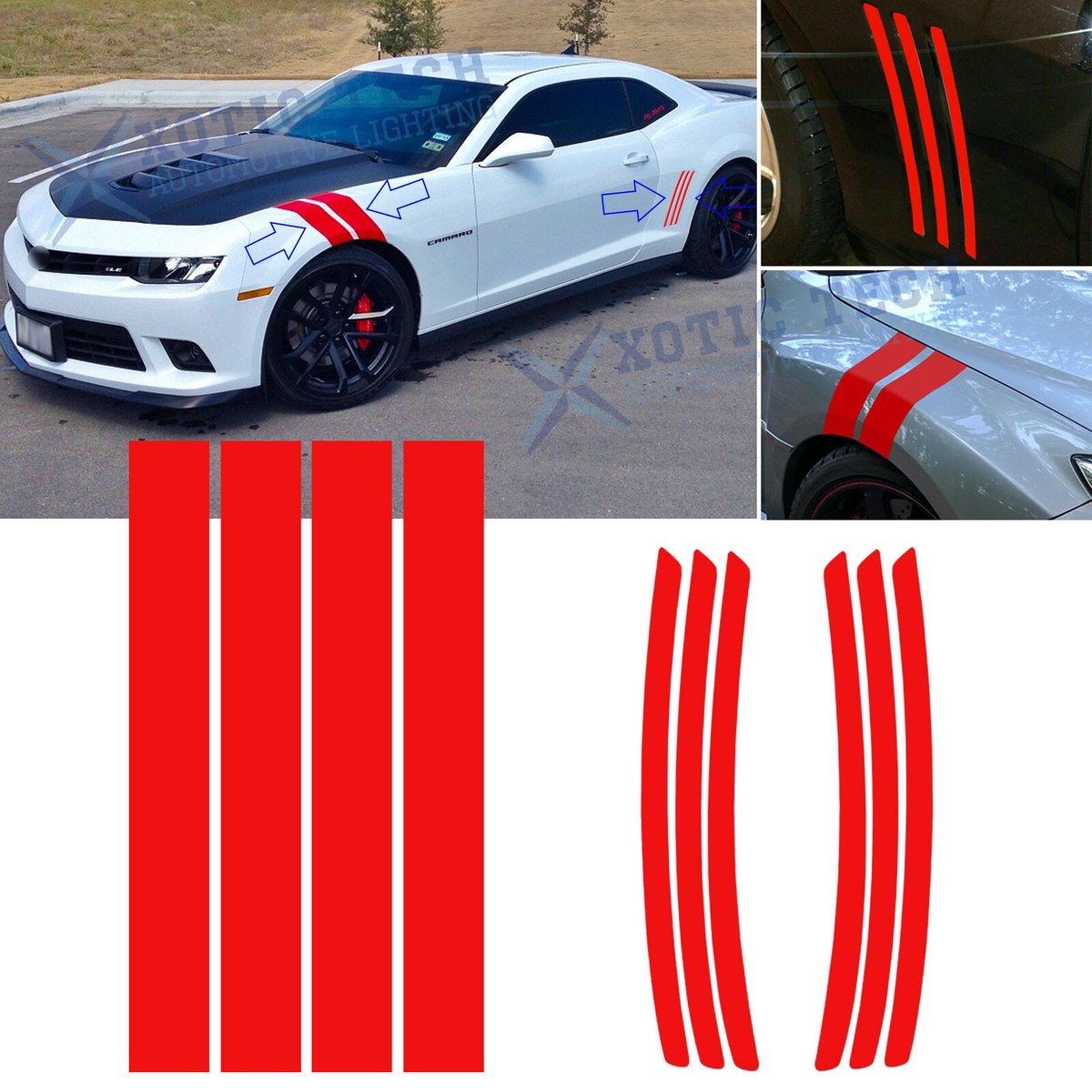 Car Exterior Accessories 2) Vinyl Fender Hash Stripes Racing Decals ...