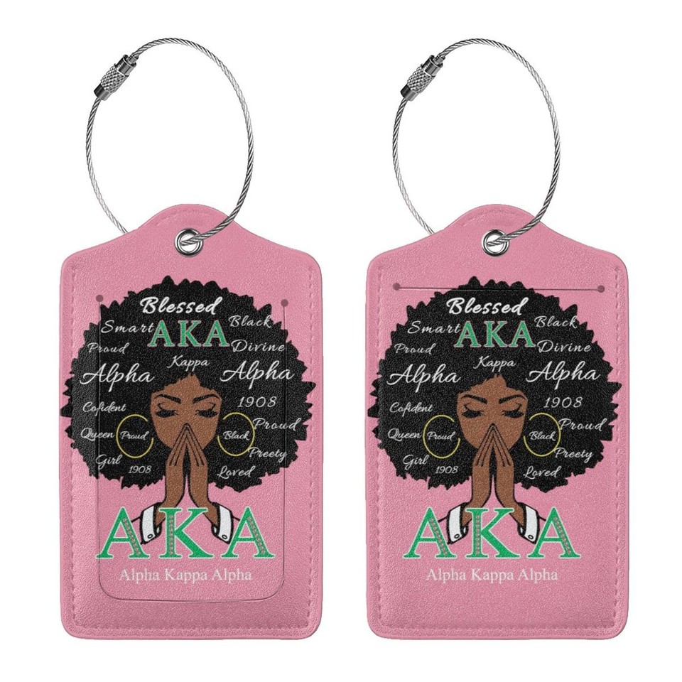 2 Pcs Black Girl AKA Sorority Leather Luggage Tags, Sorority ...