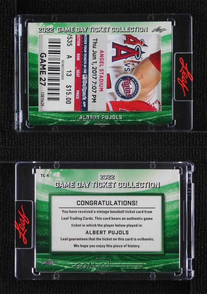 2022 Leaf Game Day Ticket Collection Albert Pujols #TC-4 uk2 | eBay