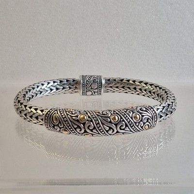 Modern Samuel B Benham Sterling Silver 925 & 18K YG Wheat Bracelet 7 ...