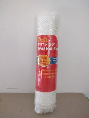 1/4 In. X 50 Ft. White Nylon Twisted Rope , Tie, Pull, Swing & Knot ...