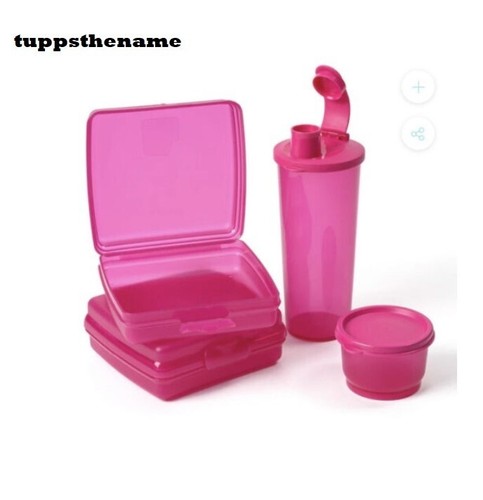NEW Tupperware Pretty HOT Pink Lunch Set 2 Sandwhich Keepers 470ml ...