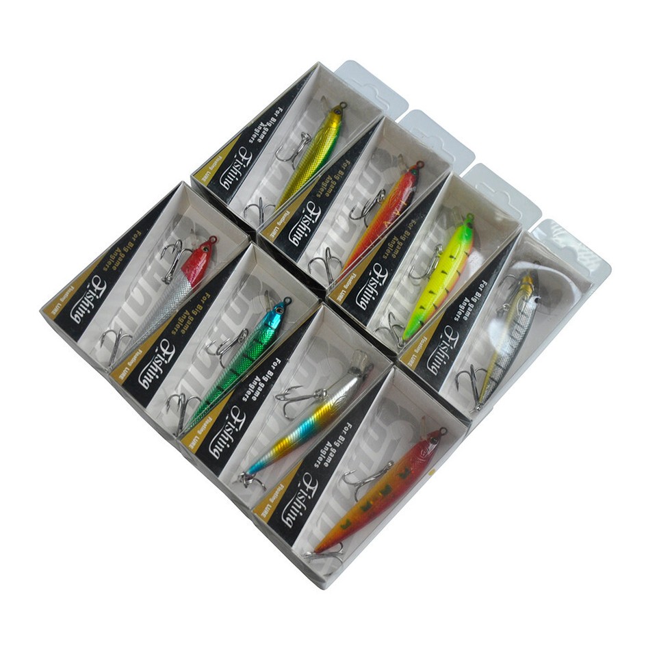 Lots of 40pcs Hard Fishing Lures Crankbaits Popper Minnow Pencil Bass ...
