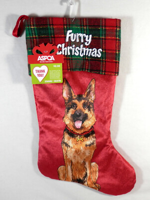 ASPCA Christmas Dog Stocking, German Shepherd "Furry Christmas" Red ...