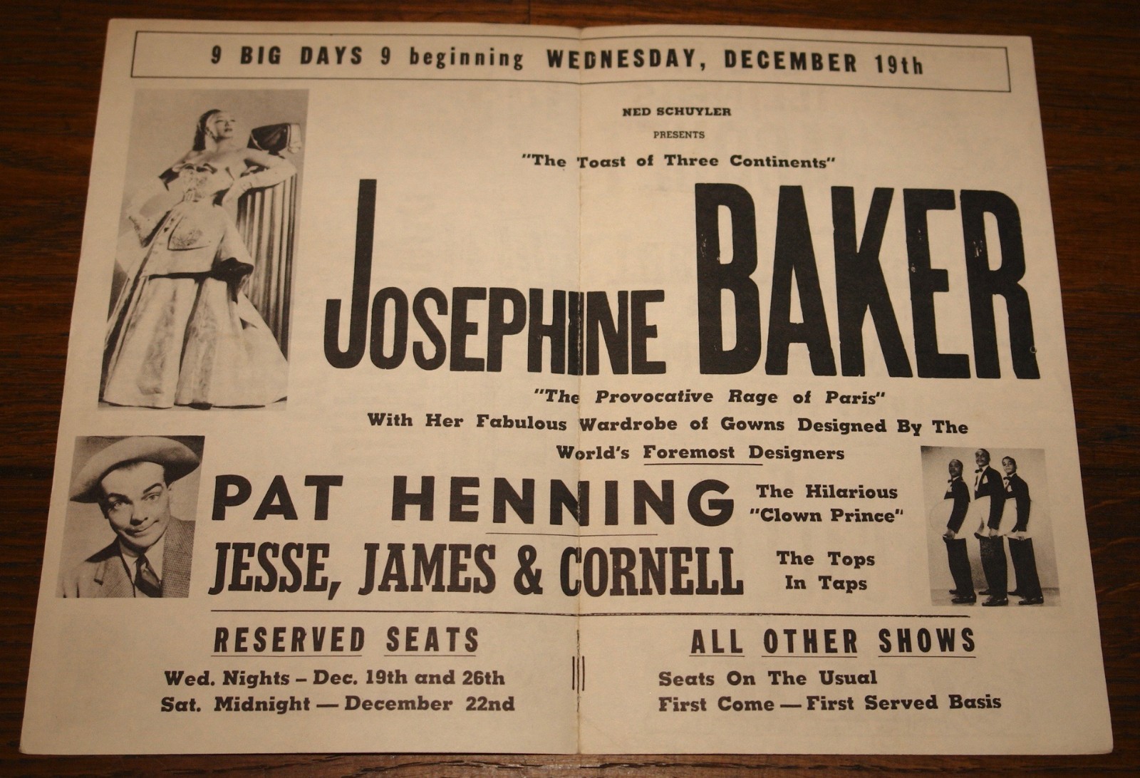 APOLLO THEATRE 1951 HANDBILL FLYER JOSEPHINE BAKER CAB CALLOWAY LOCKJAW ...