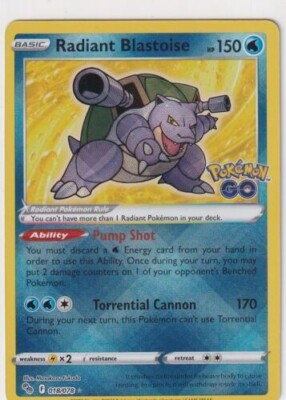 Pokemon Radiant Blastoise 018/078 Pokemon Go Holo Rare (EX/NM) JCA20 | eBay