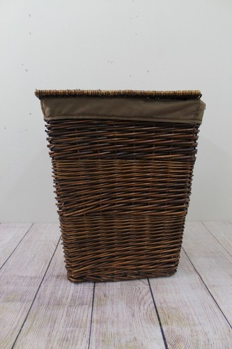 Wicker Brown Laundry Hamper Basket With Lid Rectangle Removable Liner ...