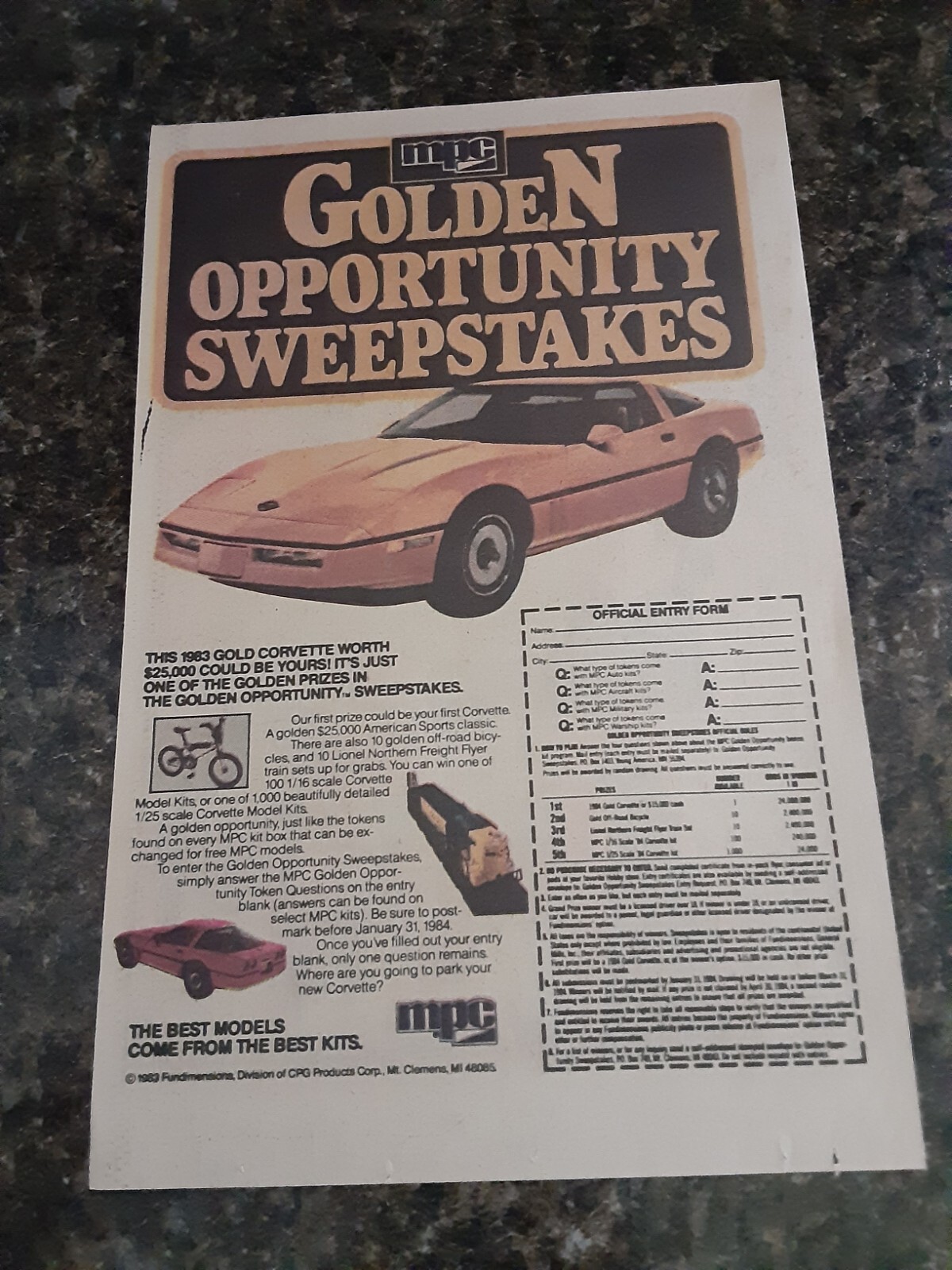 MPC Car Models Ad Print Advertisment Preowned 1983 | eBay