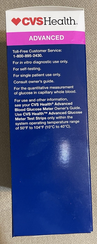 CVS Health Advanced Glucose Meter Easy Tracking FACTORY SEALED - FREE ...