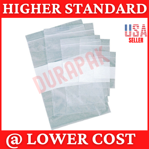 1000 3X5 Zip Reclosable Zipper Lock Seal Bags 2 Mil W / Writing Block ...