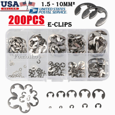 200PCS E Clips C Circlip Retaining Ring Assorted Stainless Steel Kit 1. ...