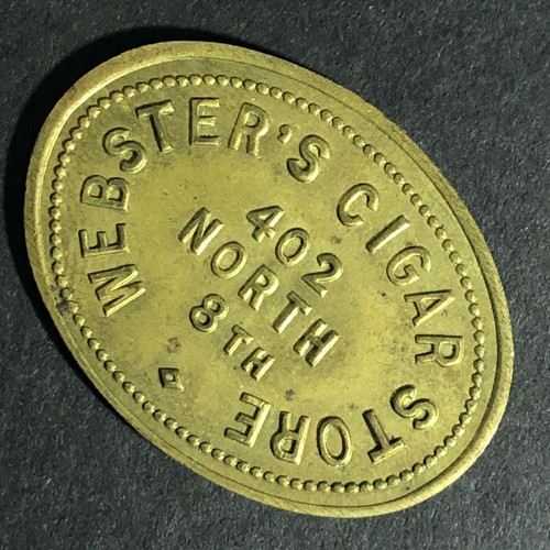 Webster's Cigar Store (Richmond, VA) G/F 25c Brass Oval Token 32.6mm ...