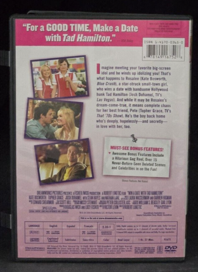 DREAMWORKS VIDEO - WIN A DATE WITH TAD HAMILTON! - RATED PG13 - DVD ...