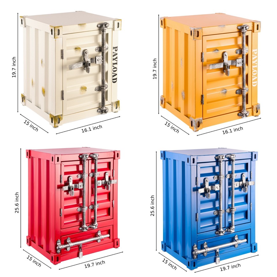 Metal Container Cabinet Tool Shop Garage Storage Shelf Side Table ...