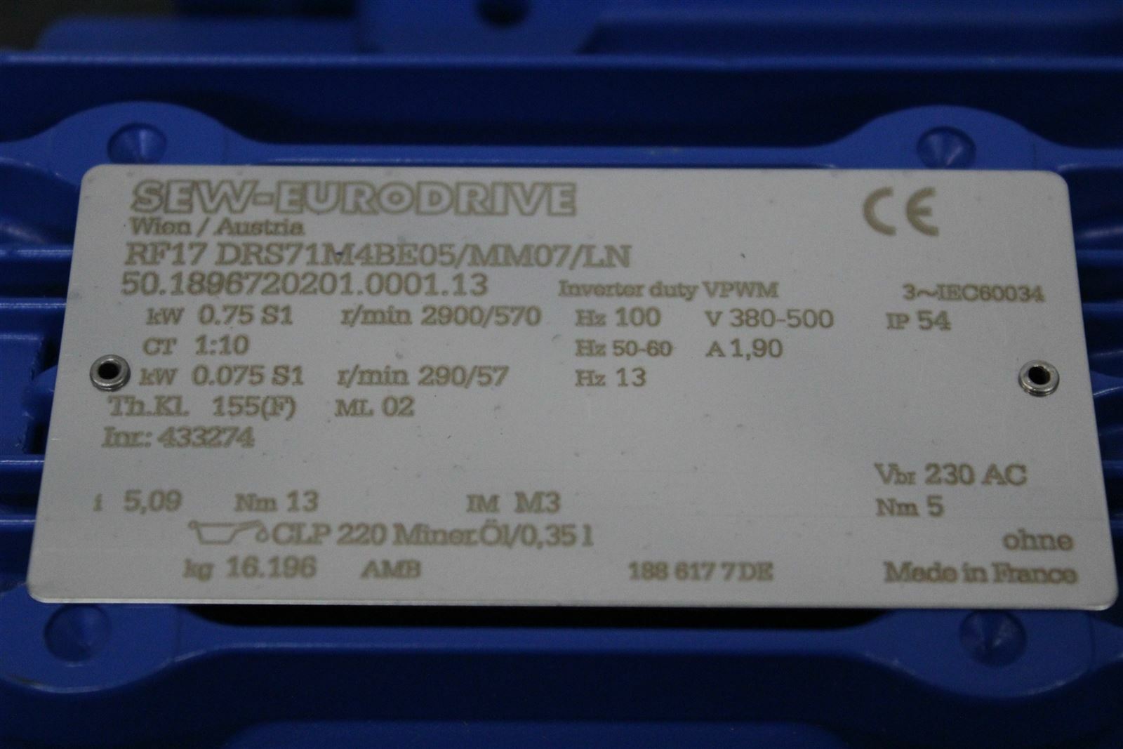 SEW 0,75 KW 570 min RF17 Getriebemotor DRS71M4BE05/MM07/LN Gearbox | eBay