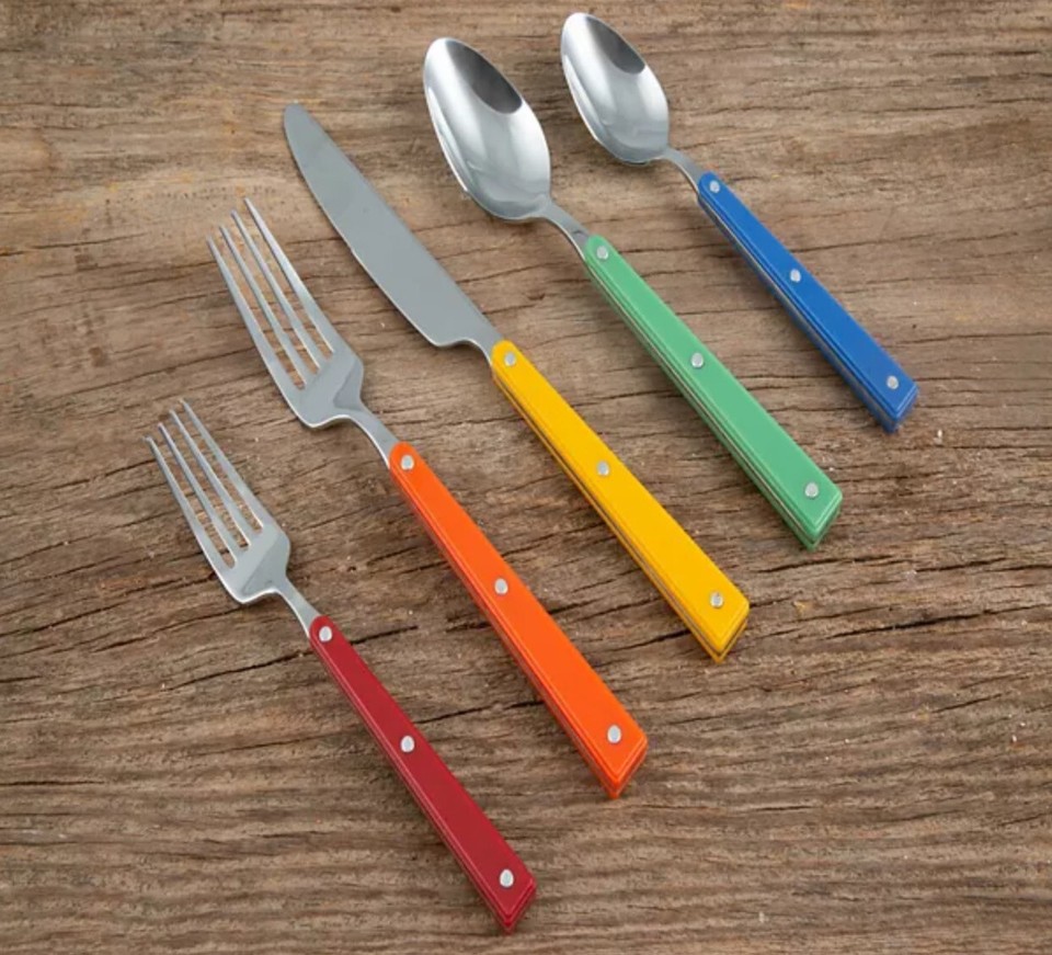 FIESTA Multicolor Rivet Handle Stainless Flatware 20 Piece Set RHUMBA ...