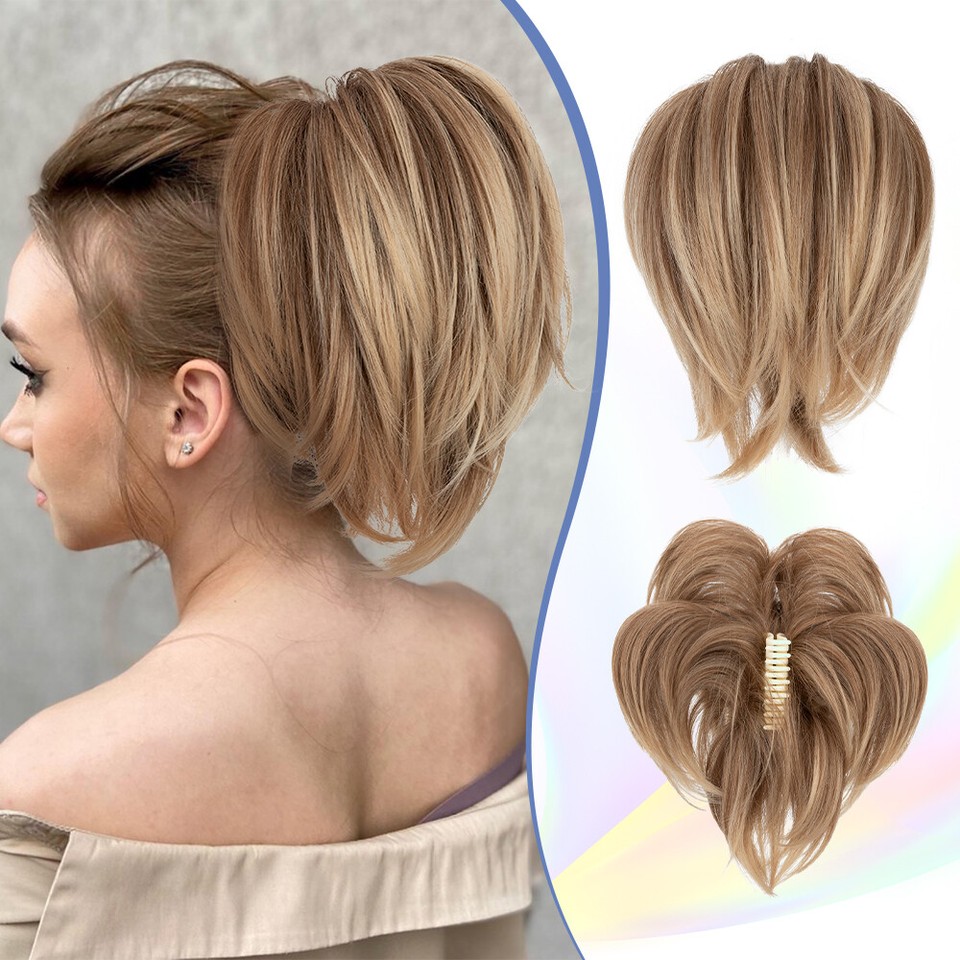 Short Claw Clip Ponytail Messy Bun Hair Piece Updo Extensions With ...