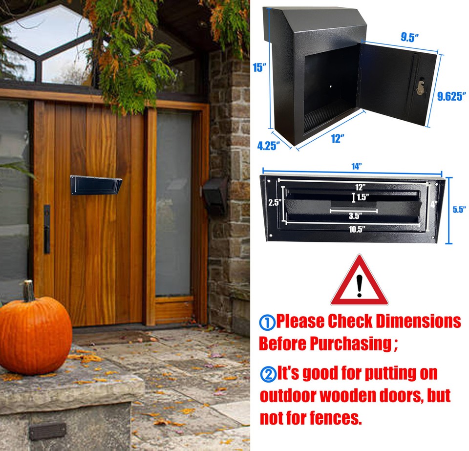 Rainproof Heavy Duty Mailbox Door Drop Box, Galvanized Steel ...