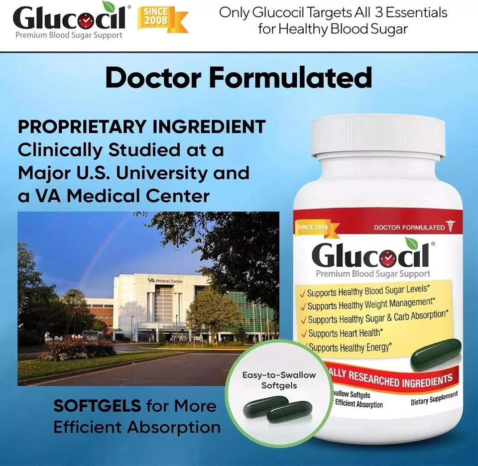Glucocil 30-Day Supply 120CT – Premium Blood Sugar Support 2+ Million ...