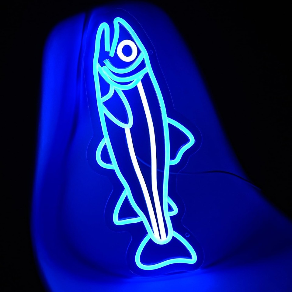 Fish Neon Sign for Wall Decor Fish Decor Salmon Neon Signs Fishing Neon ...