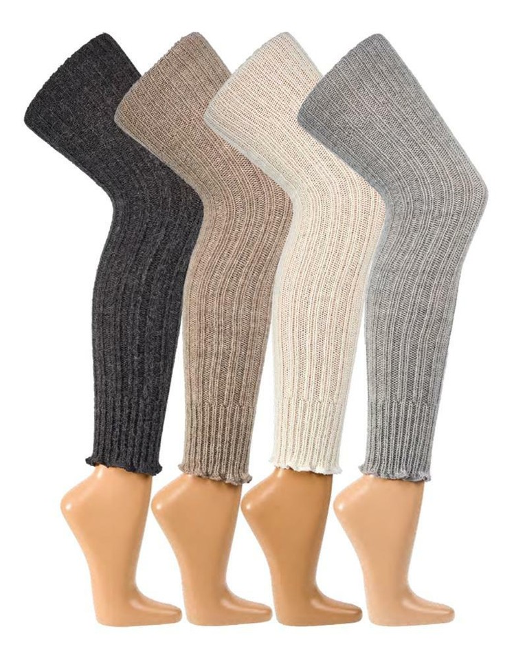 Women Long Leg Warmers OverKnee Winter Wool Soft Natural Alpaca Lambs ...
