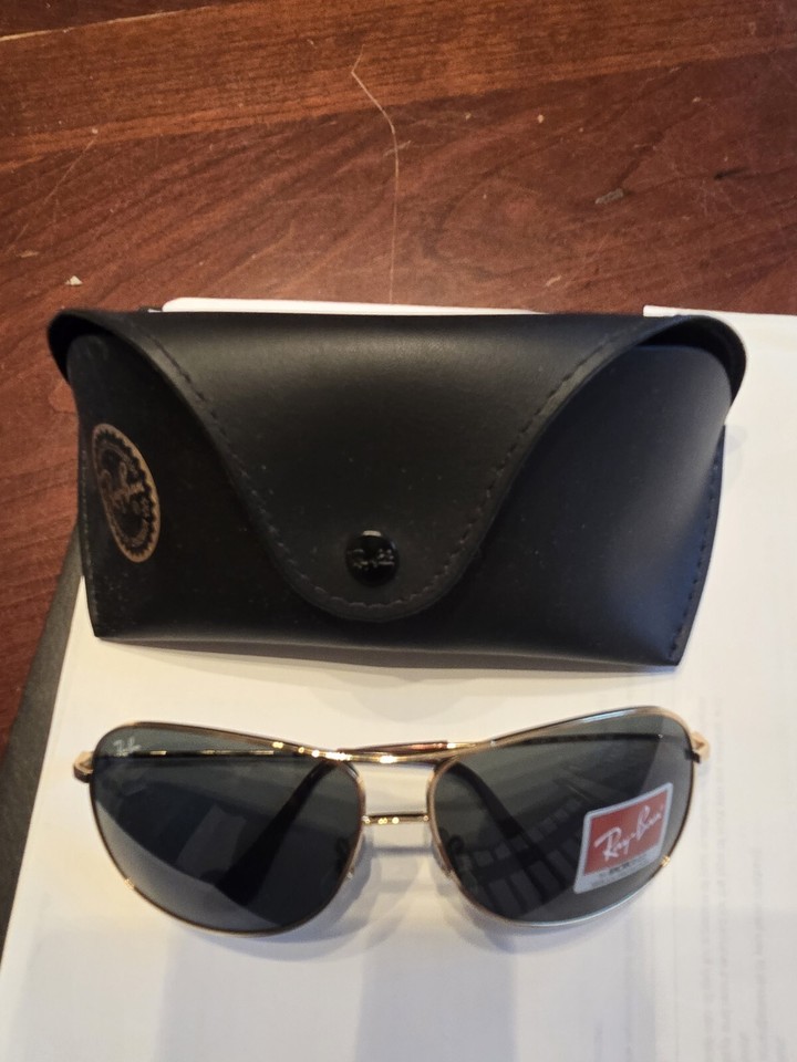 NEW Ray Ban Arista GOLD 64mm Aviator w Dark Green lens Sunglass RB3267 ...