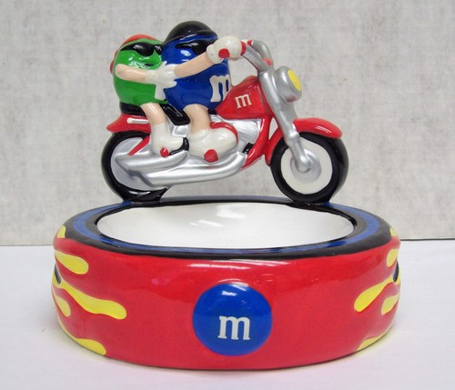 Mars M&M's Ceramic Motorcycle Soap Bowl w Blue & Green Spokescandies ...