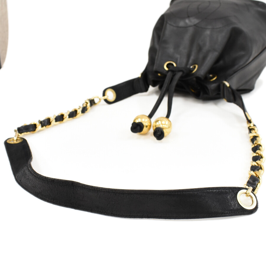 AUTH CHANEL DRAWSTRING CHAIN BAG DECA COCO BLACK COCO… - Gem