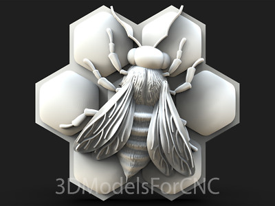 3D Model STL File for CNC Router Laser & 3D Printer Bee on Honeycomb 1 ...