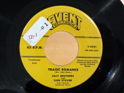 Bluegrass 45 LILLY BROTHERS & DON STOVER Tragic Romance EVENT E-4261 ...