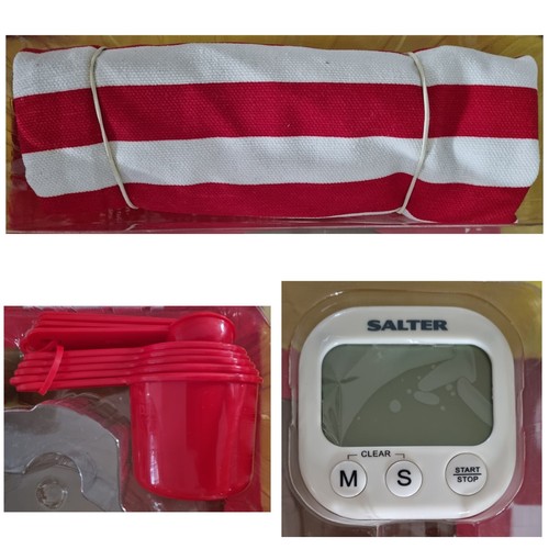 Salter Kitchen Essentials: Digital Timer, Measuring Set, Red&White ...