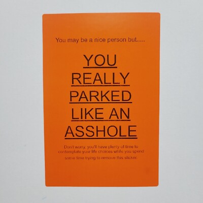 Bad Parking Stickers (20 Pack) Parking Violation Eggshell Sticker Hard ...