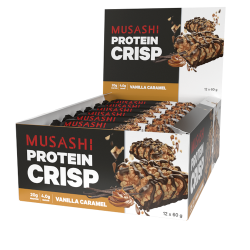 New Musashi Protein Crisp Bar Vanilla Caramel 60g x 12 Bars | eBay ...