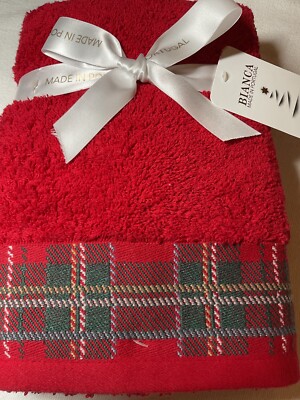 Bianca Portugal HAND TOWELS WITH PLAID BORDER NWT | eBay