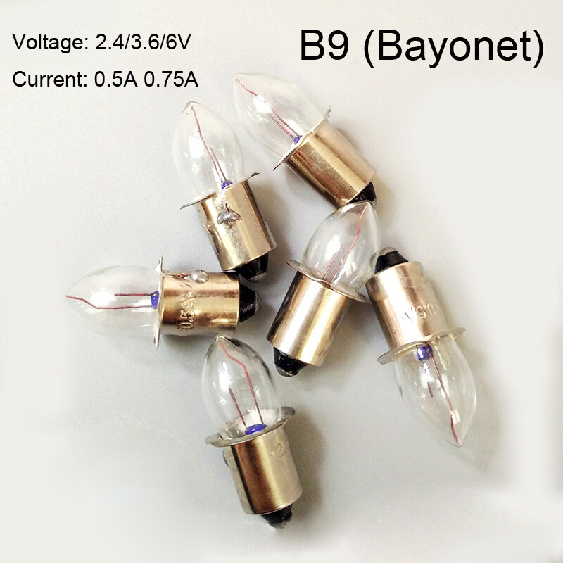 B9 Bayonet Emergency Light Flashlight Bulb Tip 2.4/3.6/6V 0.5A 0.75A ...