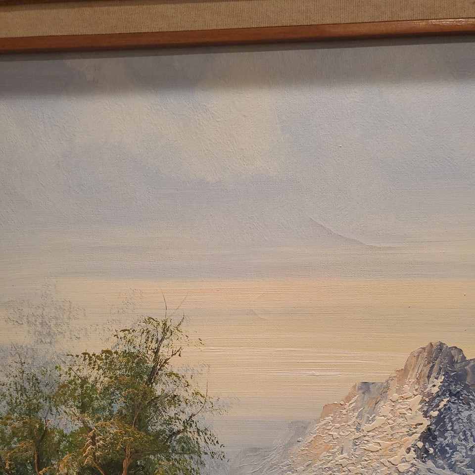 G.WHITMAN HUGE SNOW MOUNTAIN RIVER LANDSCAPE ORIGINAL OIL ON CANVAS ...