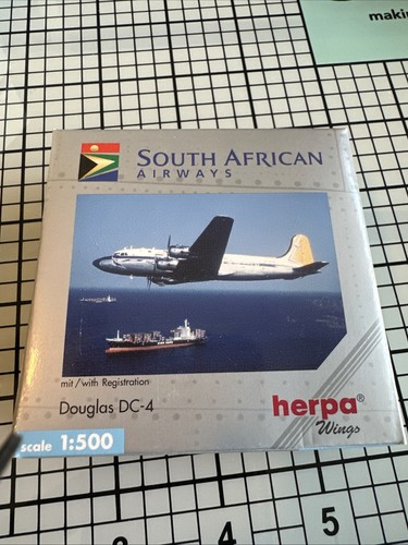 Herpa Wings South Africa Airways Douglas DC-4 1:500 512435 RARE FIND ...