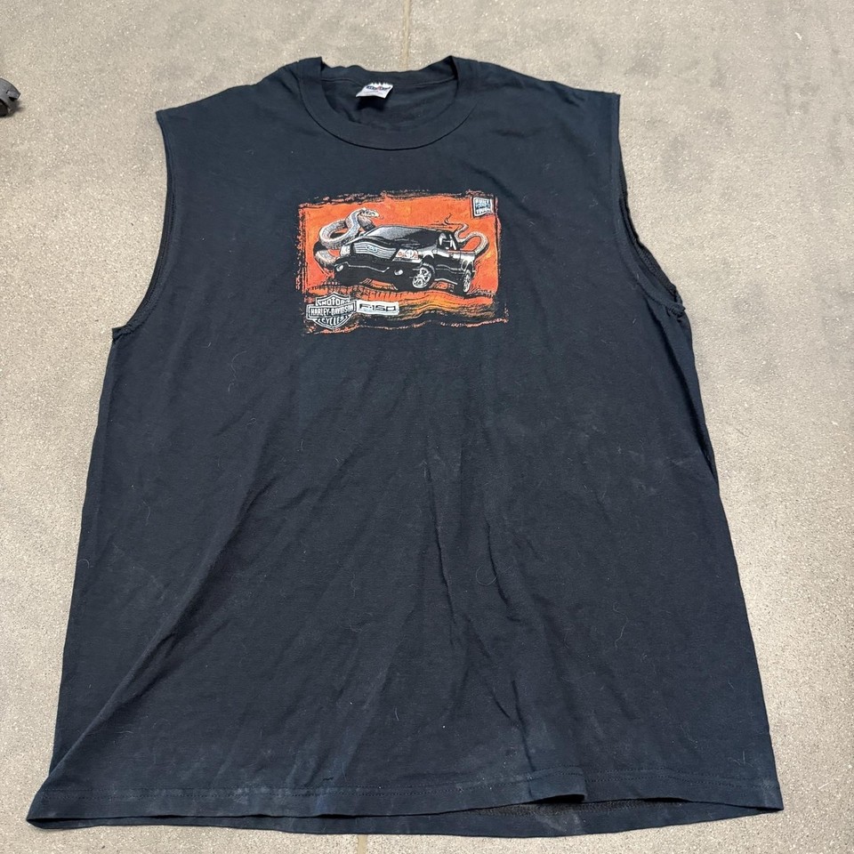 Vintage Ford X Harley Davidson F-150 Mens XL Black Tank Top Free Fast ...