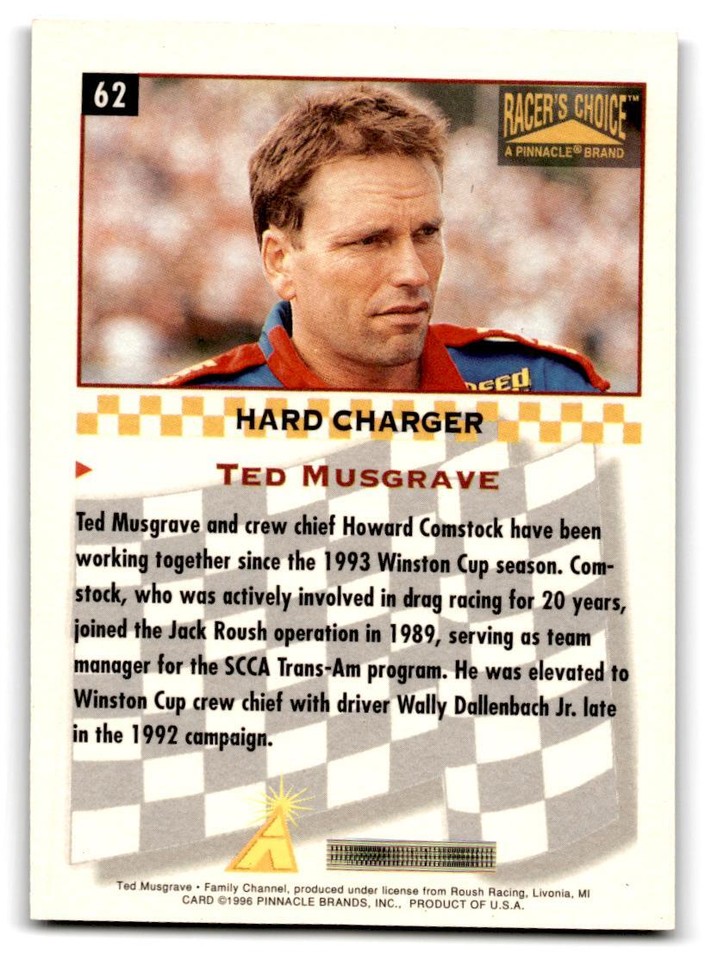 1996 Pinnacle Racer's Choice #62 Ted Musgrave | eBay