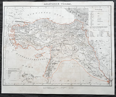 1850 Friedrich Handtke Antique Map of Turkey, Cyprus & Ottoman Empire ...