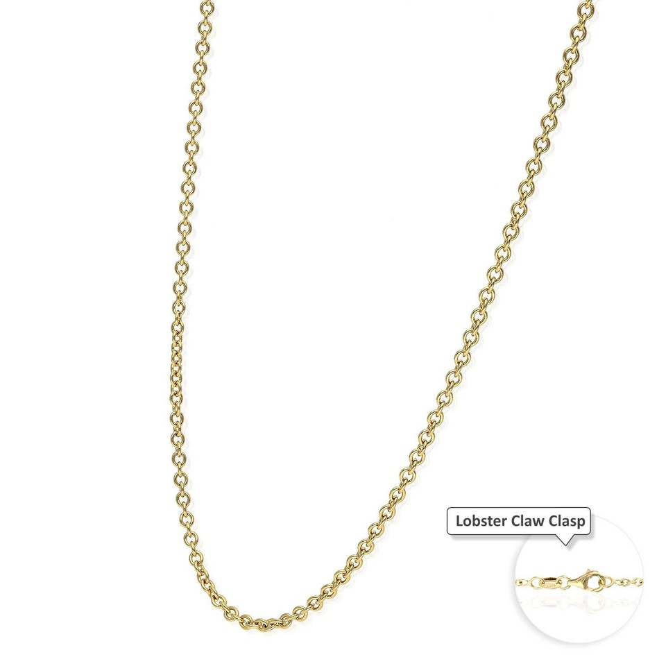 18K Yellow Gold 2mm Cable Chain (Solid Links) 16"-24" | eBay