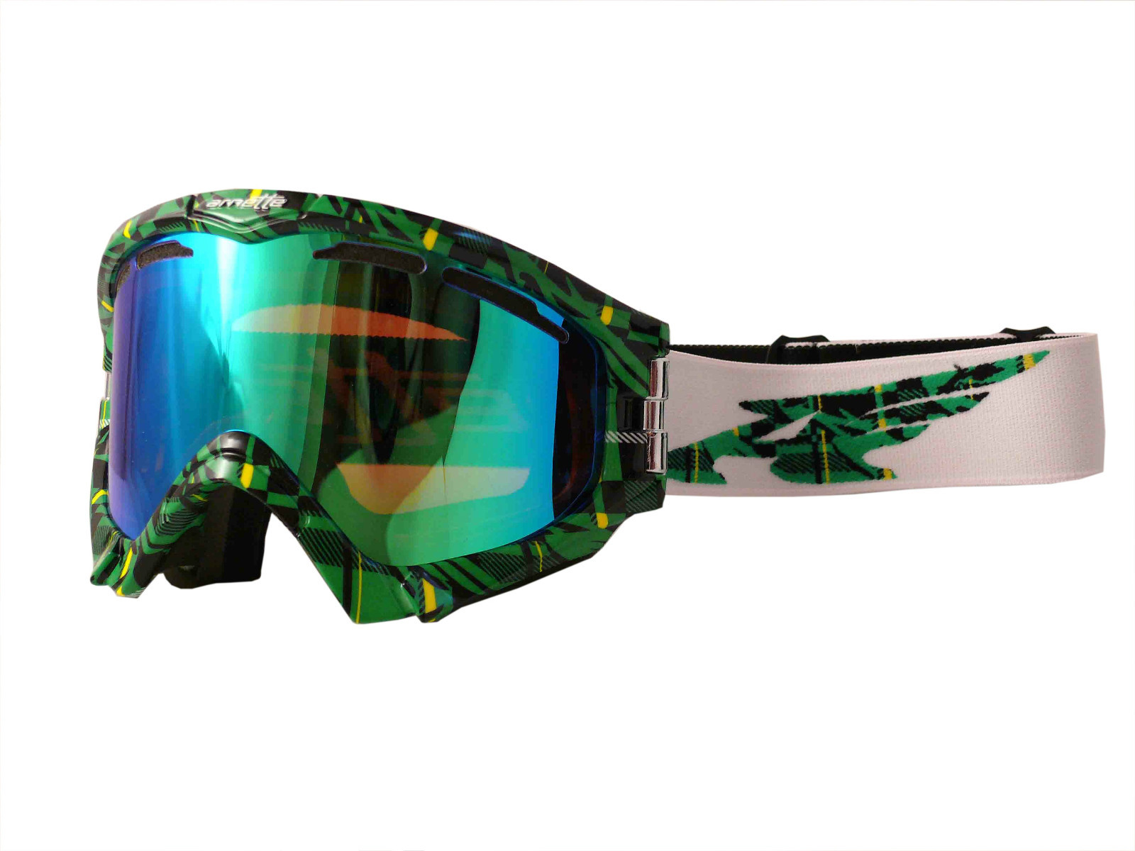 ARNETTE SERIES 3 SNOW GOGGLES GREEN PLAID FRAME AQUA CHROME LENS NEW | eBay