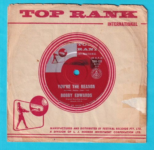 Bobby Edwards 1961 Oz "Top Rank" 45rpm single - You're The Reason / I'm ...
