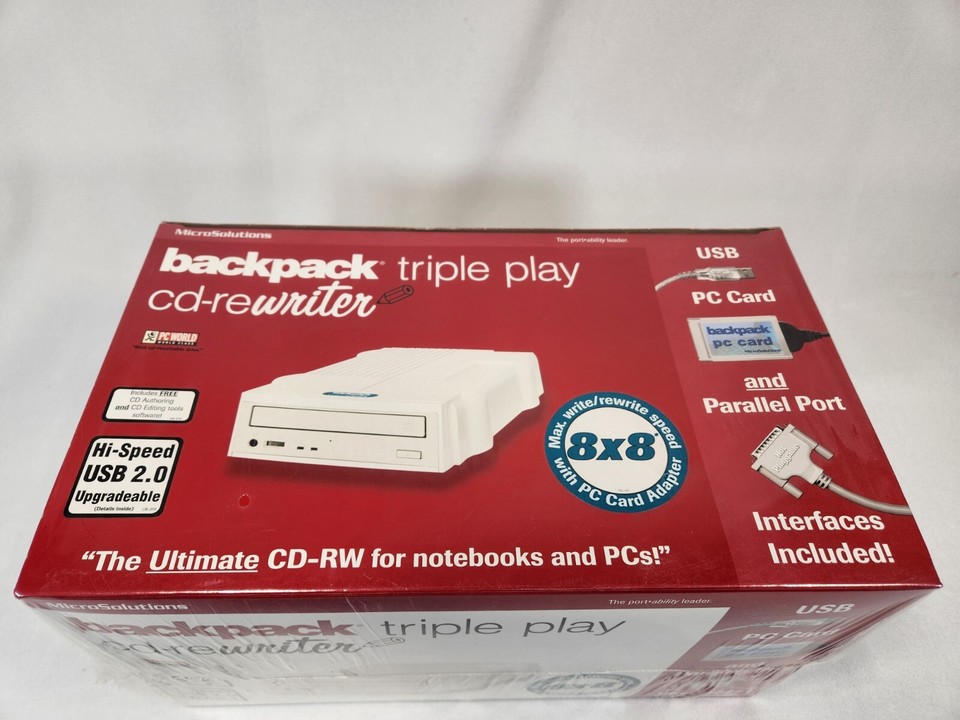 Sealed MicroSolutions Backpack External CD-ReWriter USB PC CARD PARALLEL PORT | eBay