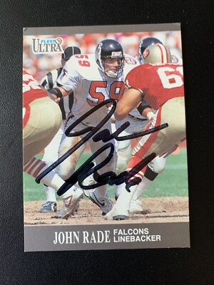 John Rade Signed 1991 Fleer Ultra #147 Card Atlanta Falcons Autograph ...